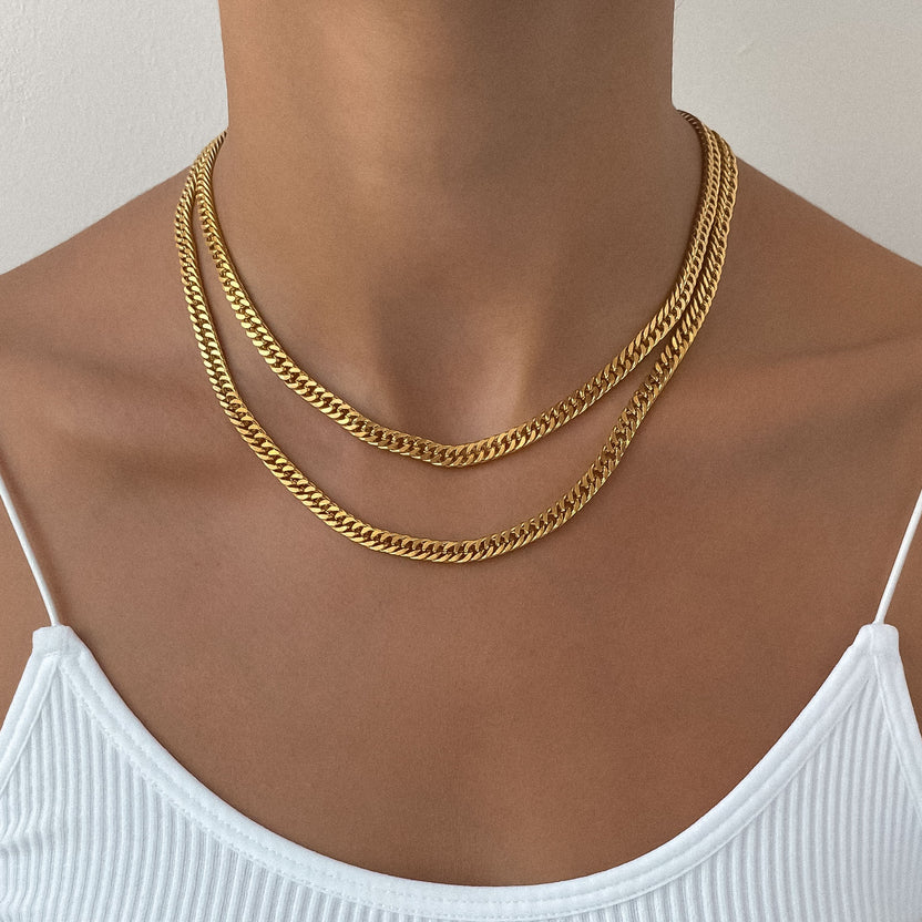 Gold Double Link Curb Chain - Women's Gold Chain - PRYA UK