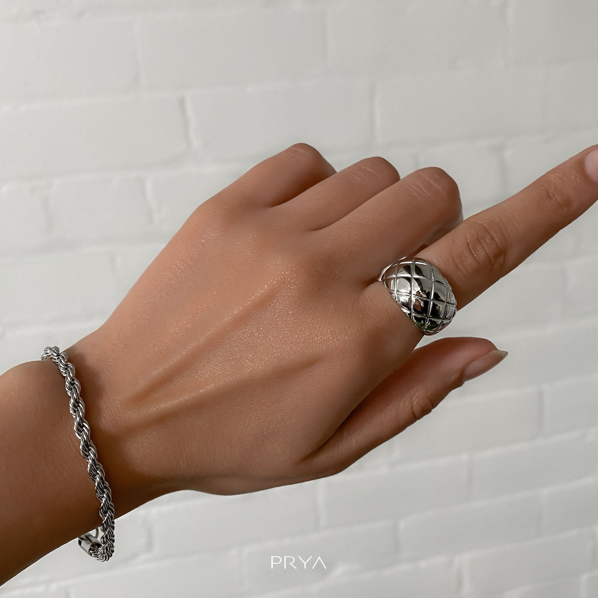 Kara Dome Ring | Silver | Signet Ring | PRYA Jewellery